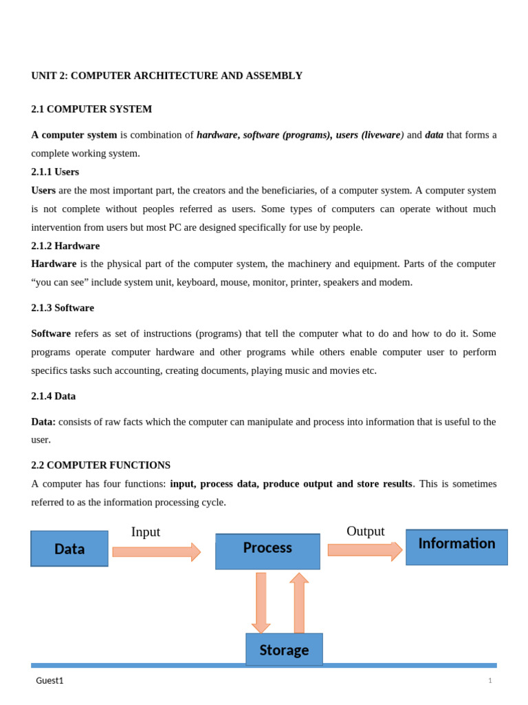 Unit 2 Computer Architecture and Assembly | PDF