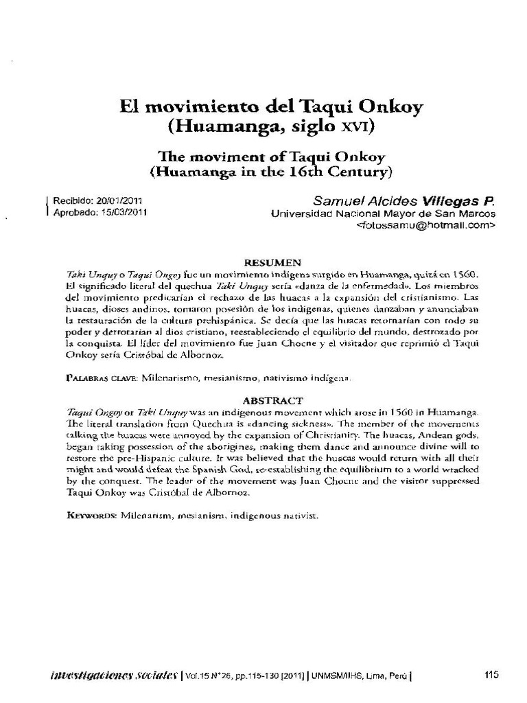 El Moviemiento Del Taqui Onkoy | PDF