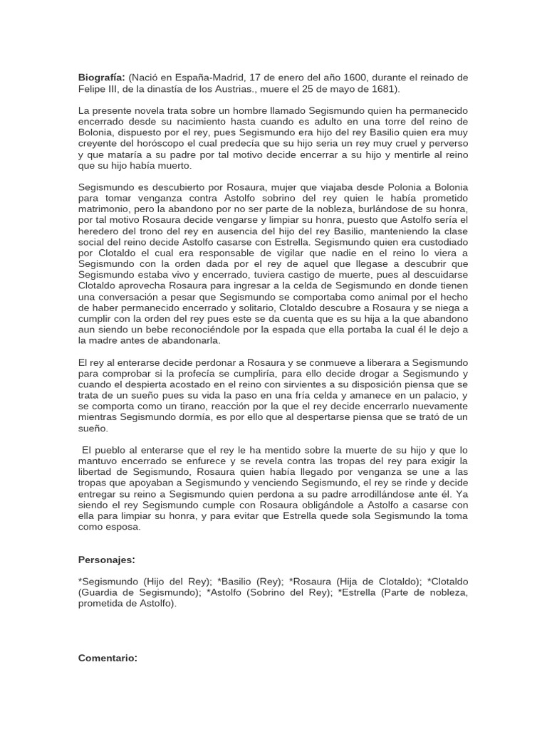 La Vida Es Un Sueño | PDF