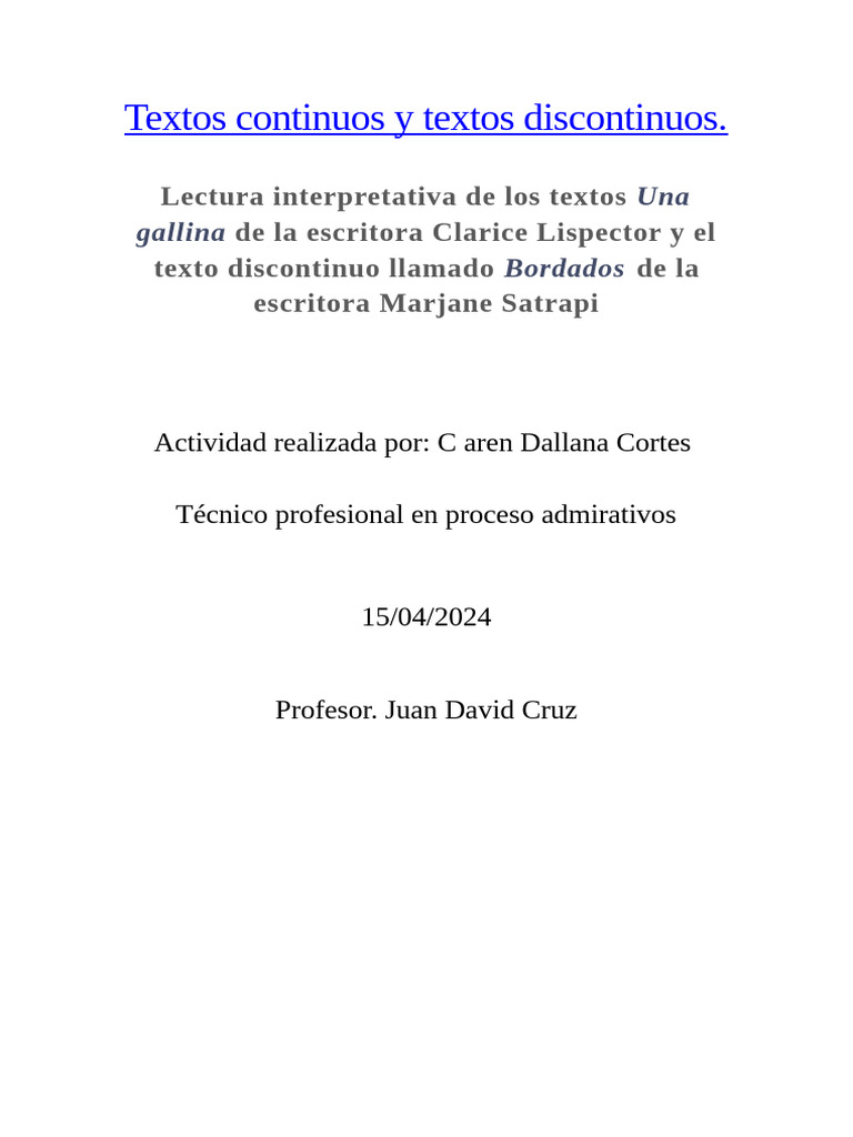 Textos Continuos y Textos Descontinuos | PDF