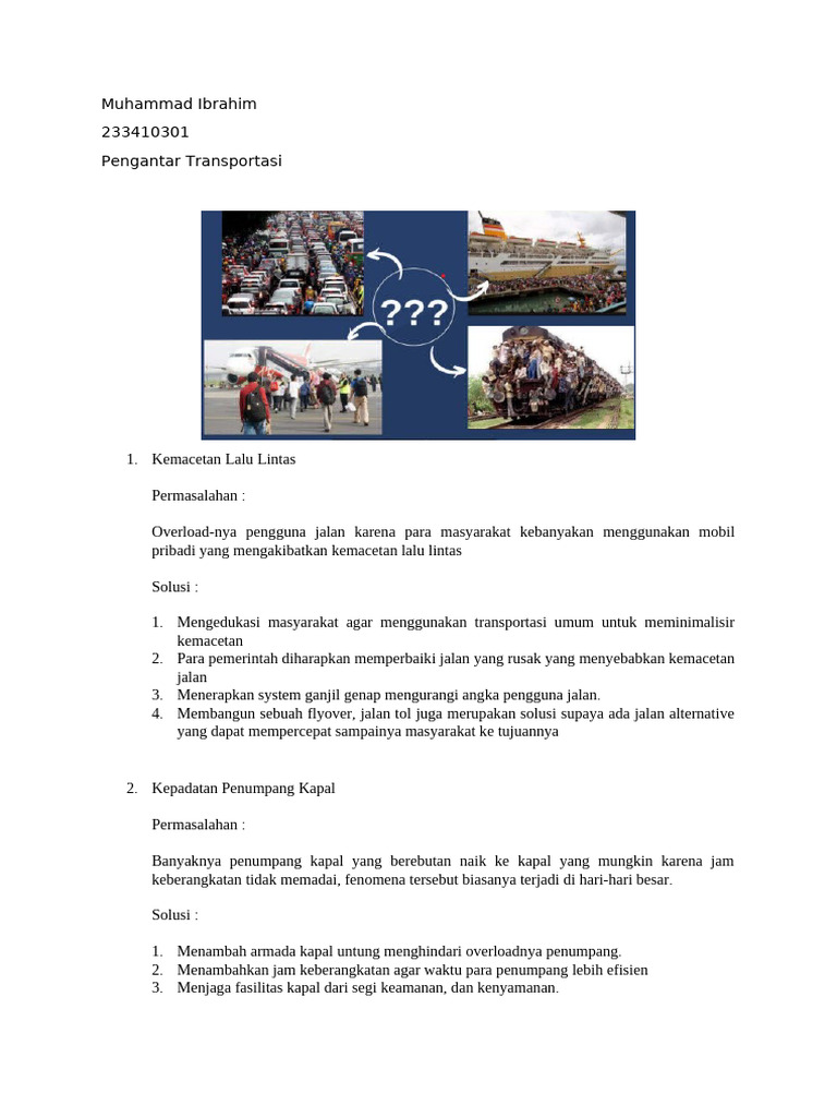 Muhammad Ibrahim Pengantar Transportasi | PDF