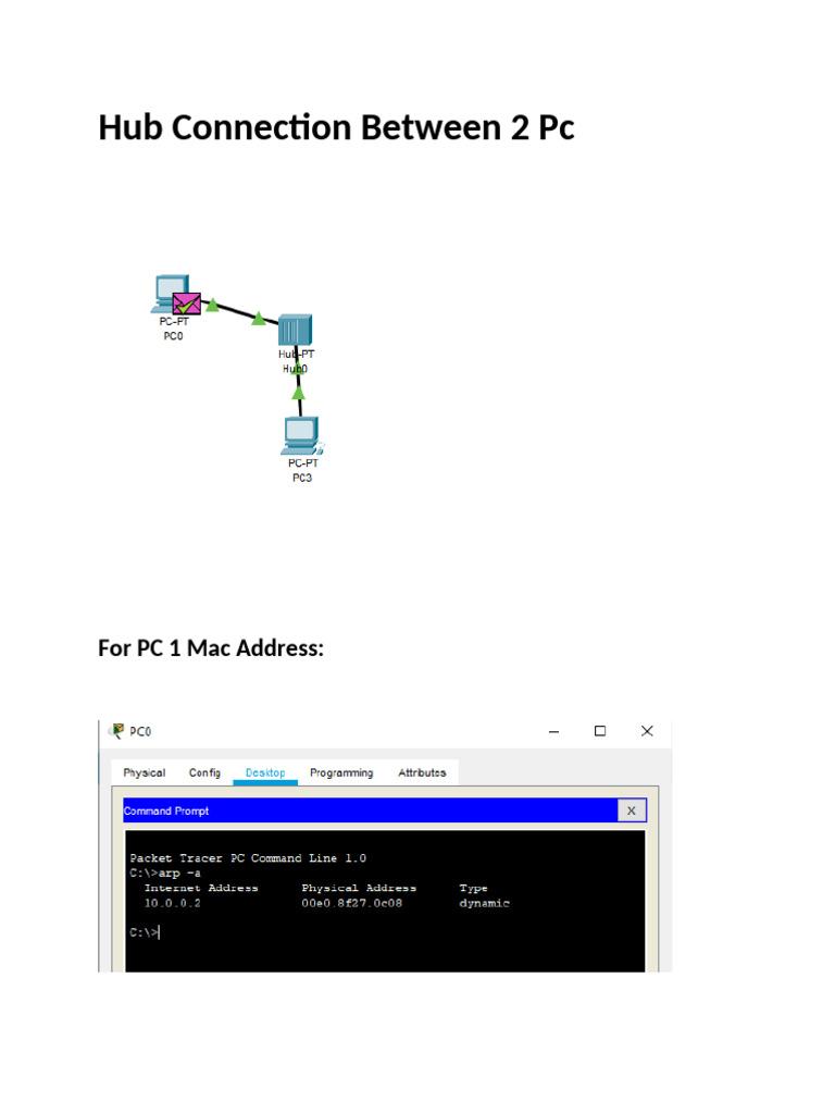 Hub Connection Between 2 PC | PDF
