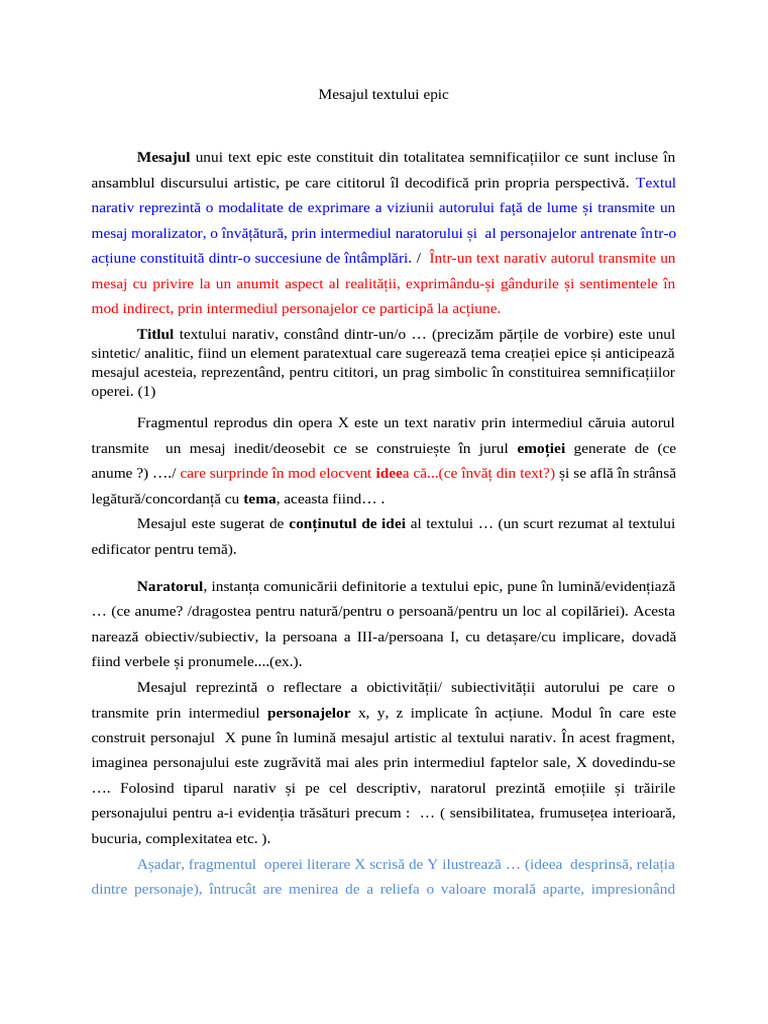 Mesajul Textului EPIC | PDF