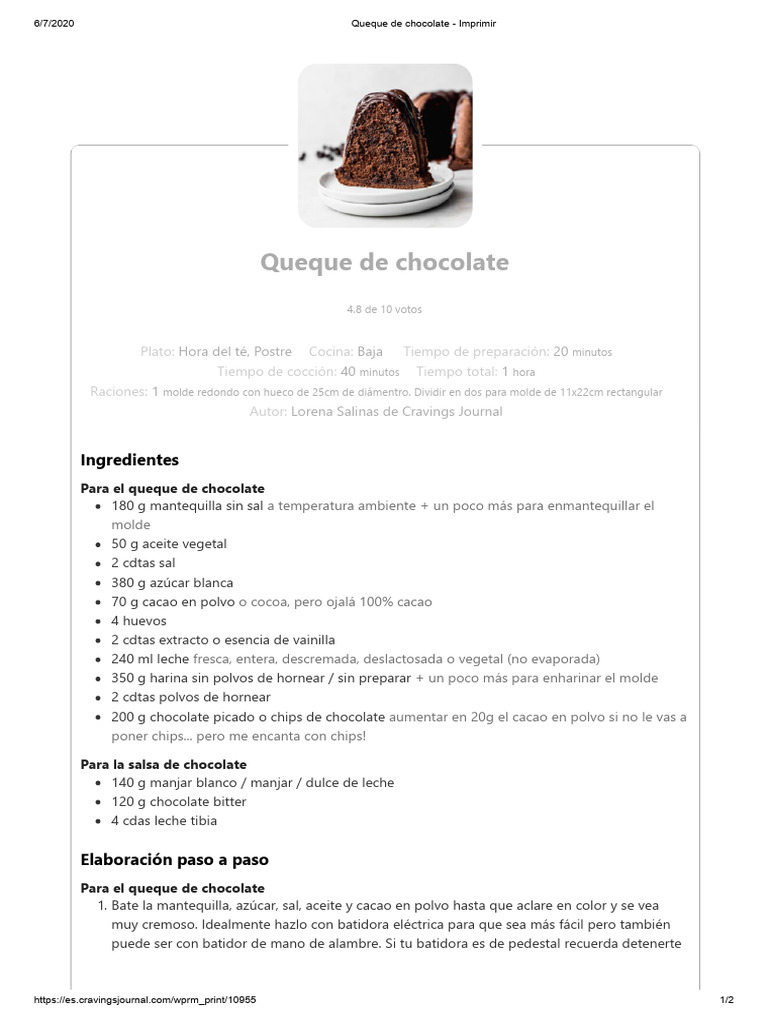 Queque de Chocolate | PDF