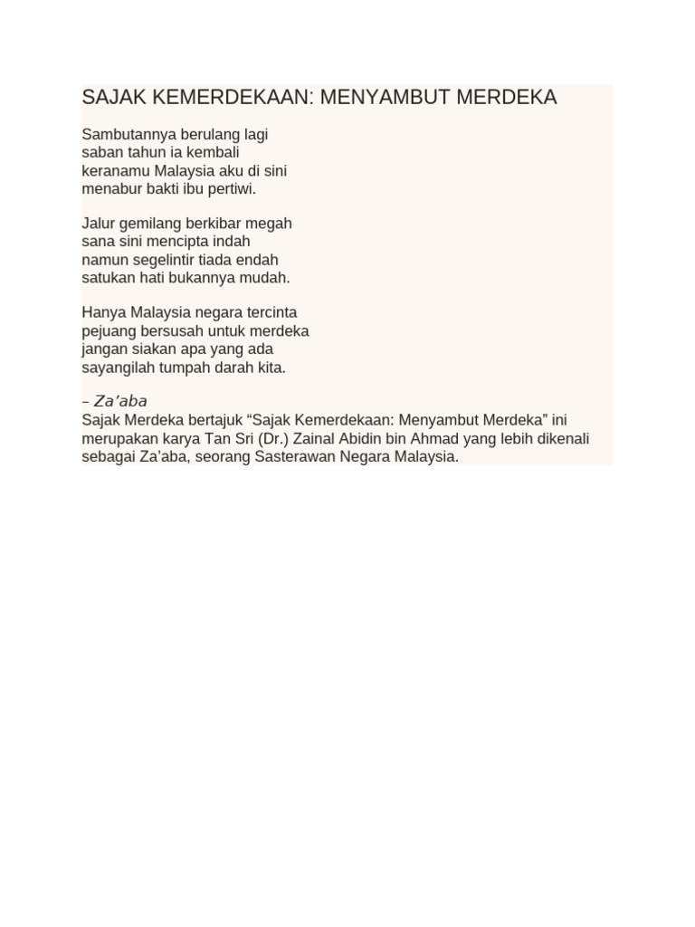 Sajak Kemerdekaan | PDF | Southeast Asia | Malaysia