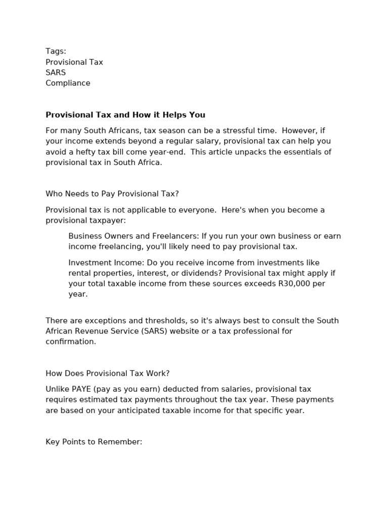 Provisional Tax and How It Helps You | PDF