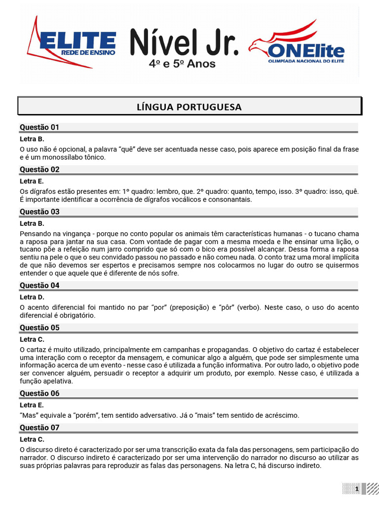 ONElite 2022 Gabarito 2a Fase Atualizado | PDF