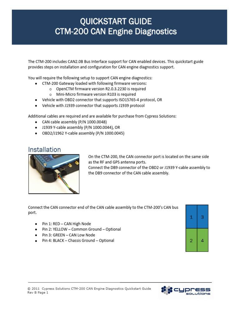 CTM-200 Can Quickstart Guide Rev B | PDF