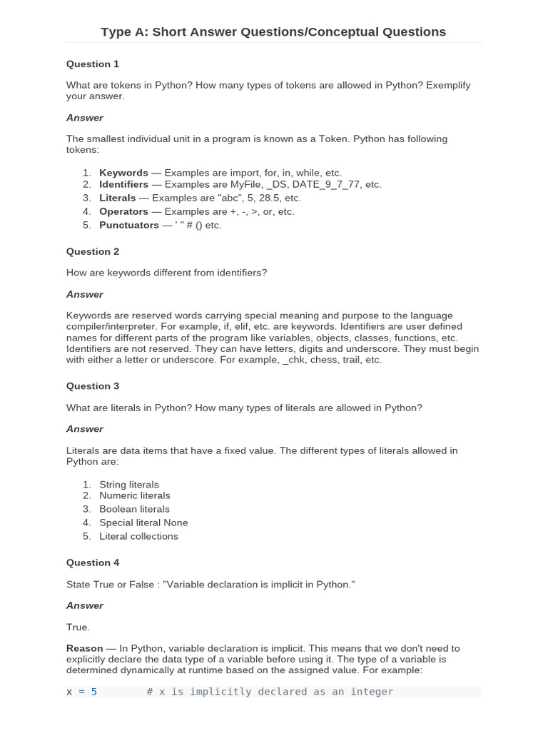 Type a Short Answer Chapter One | PDF