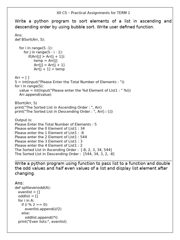 XII CS Term1 Practical Solution | PDF