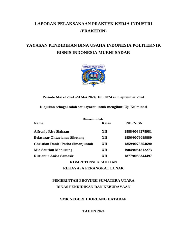 Cover Laporan Member PBI | PDF