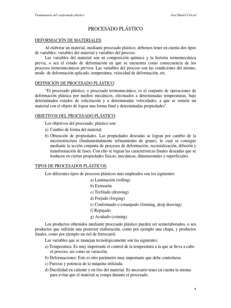 Fundamentos Del Conformado Plástico | PDF | Estrés (Mecánica ...