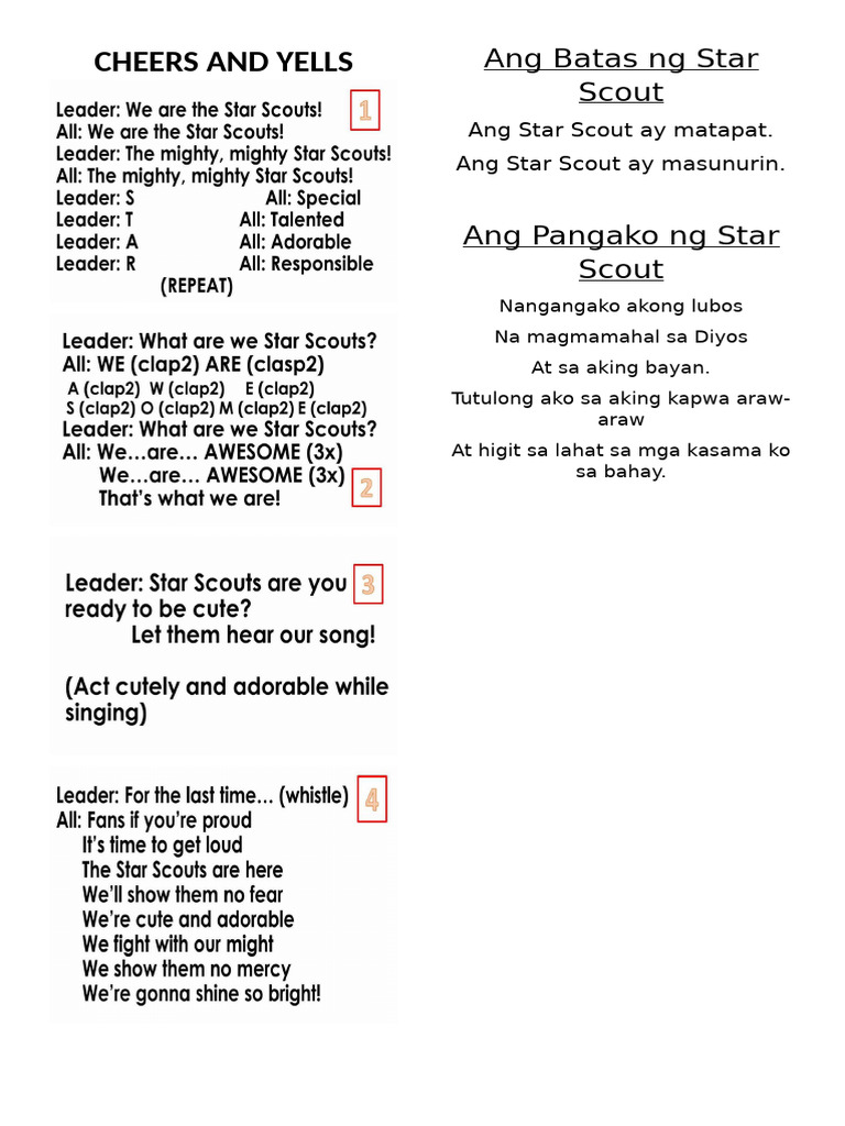 CHEERD and YELLS Star Scout Promise and Law | PDF