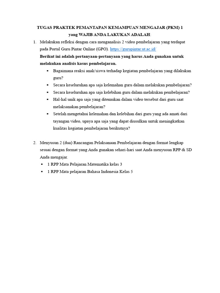 Tugas Praktek Pemantapan Kemampuan Mengajar | PDF