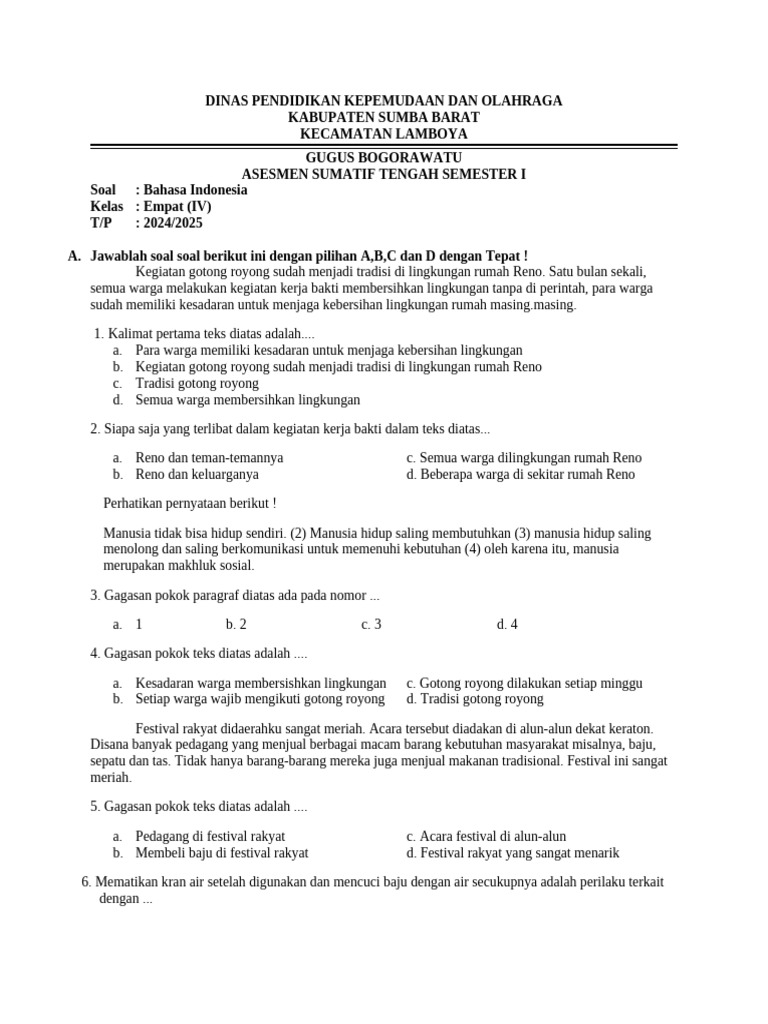 Soal Bindo 2024 Sem 1 | PDF | Xadrez