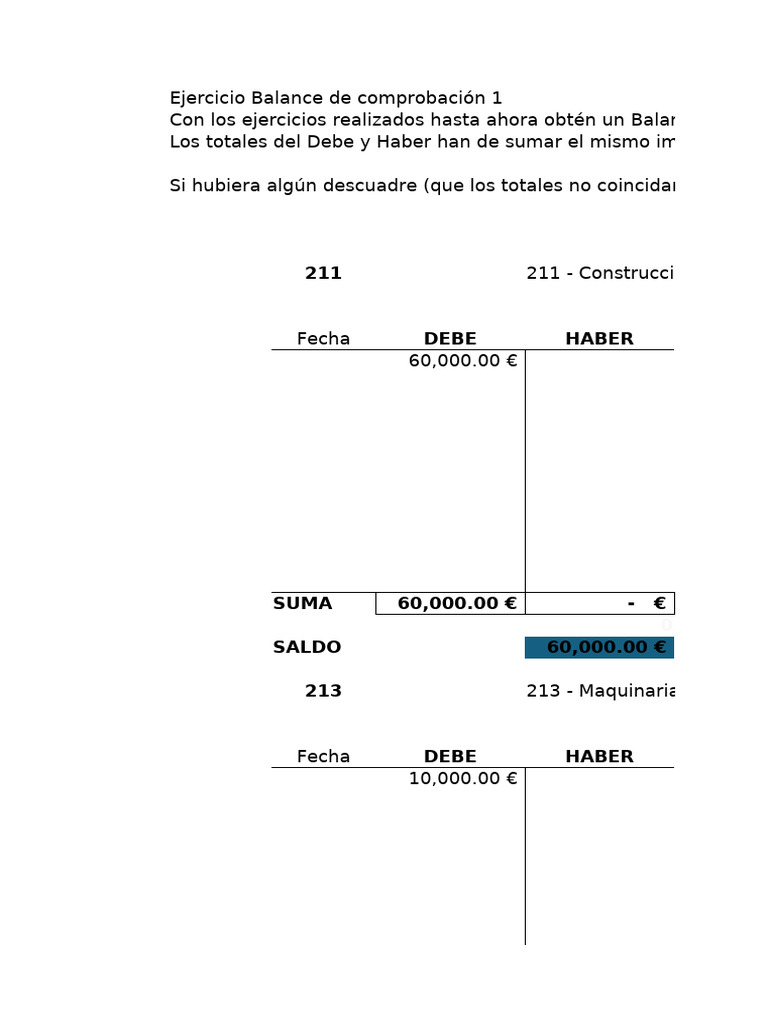 Ejercicio Balance de Comprobación 1 | PDF