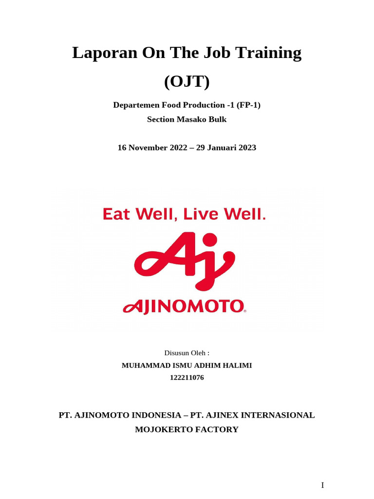 Laporan On The Job Training | PDF