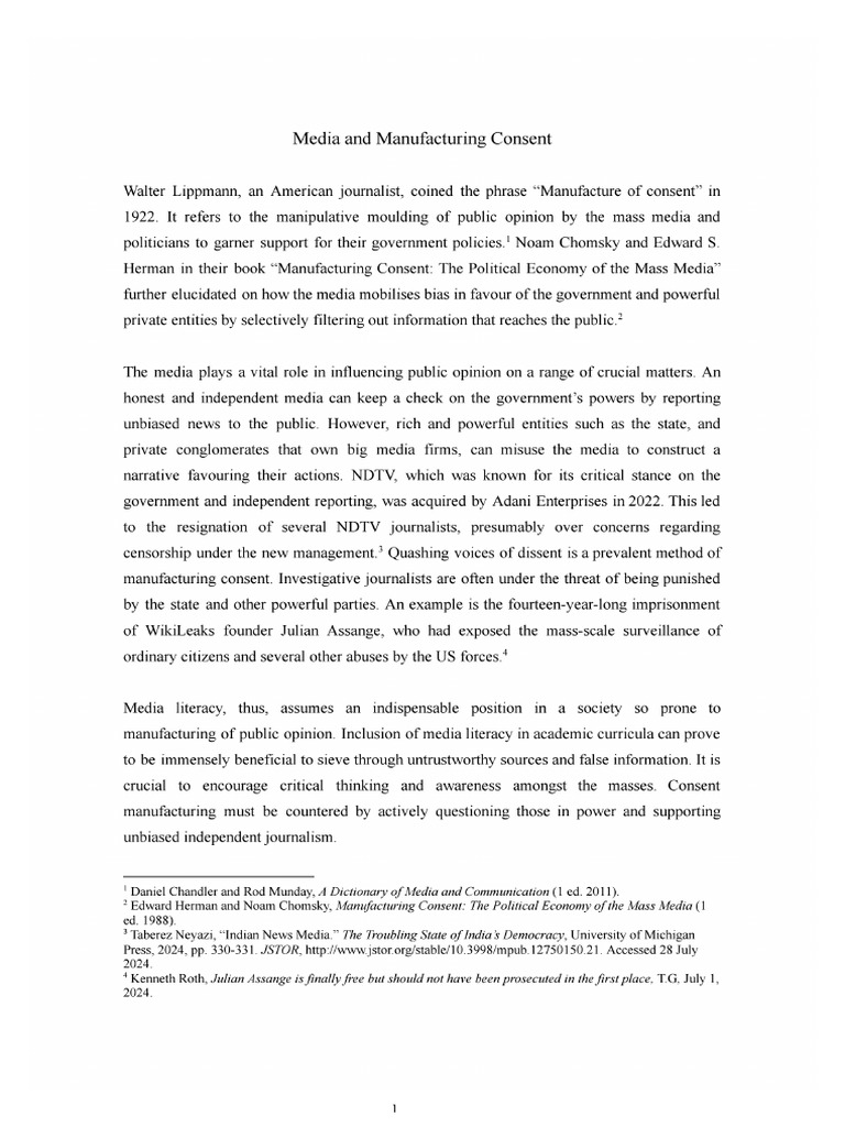 Media and Consent Manufacturing | PDF