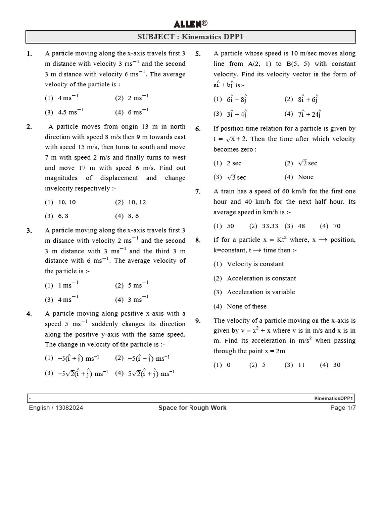 Kinematics Practice Problems and Solutions | PDF | Acceleration | Speed