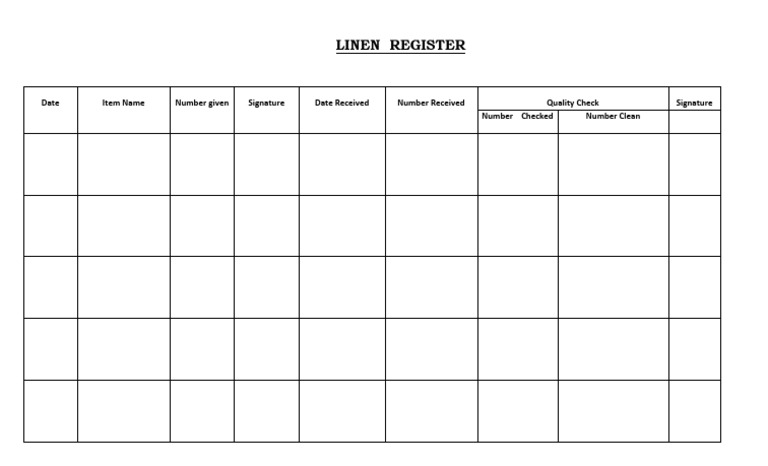 Linen Register | PDF