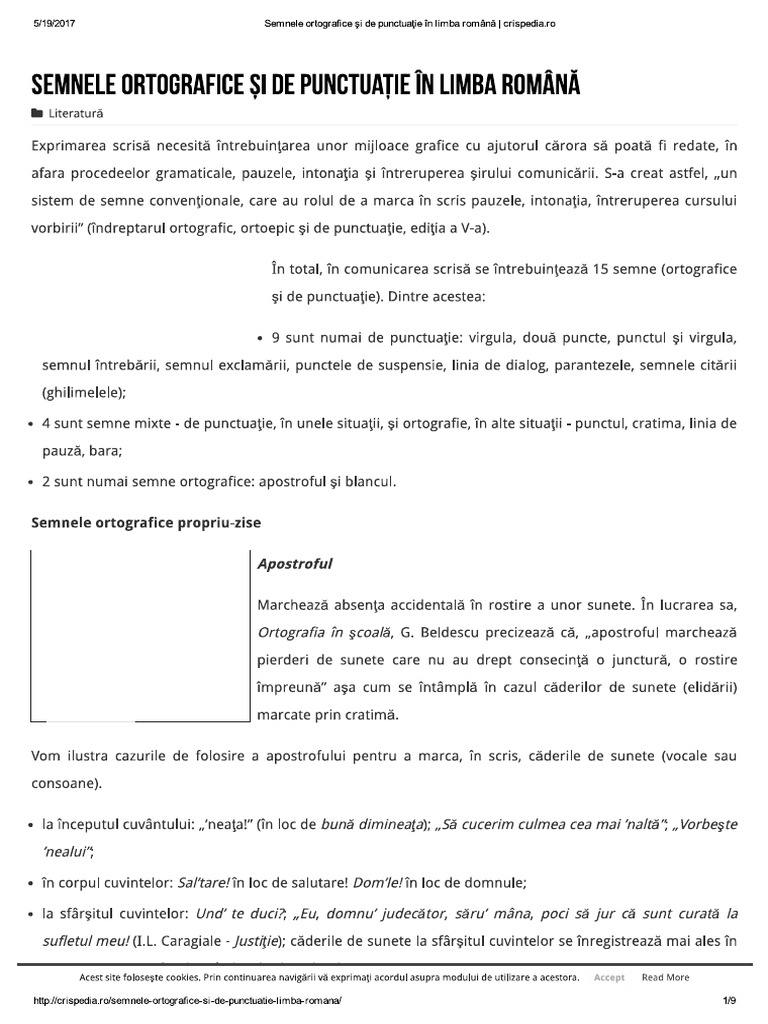 (Semnele Ortografice Si de Punctuatie - 356n Limba Rom - 342na ...