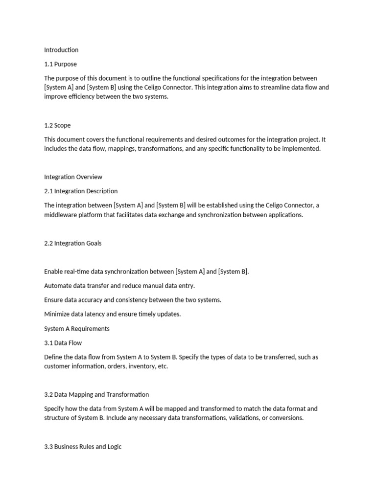 Integration Document Skeleton | PDF