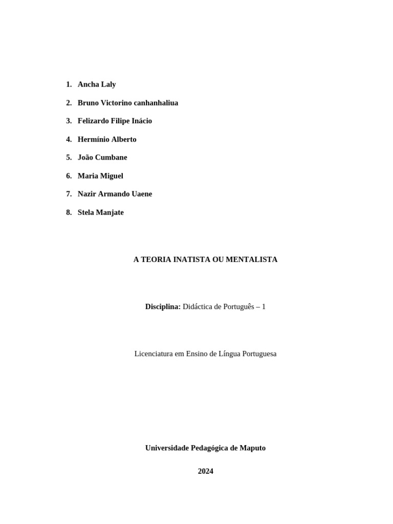 Teoria Inatista | PDF