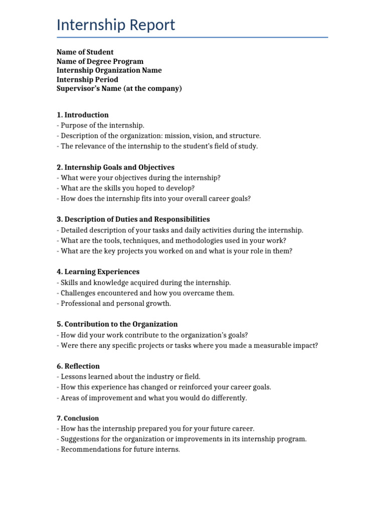 Internship Report Template | PDF