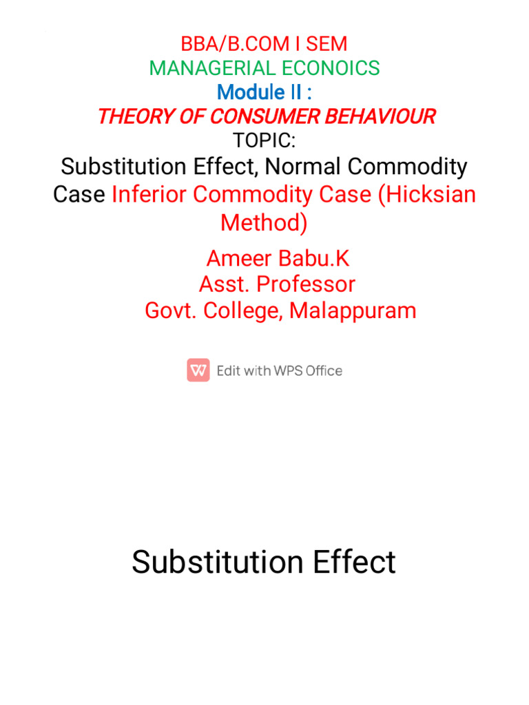 Ppt 8 Substitution Effect Pdf