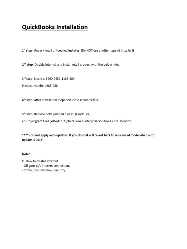 QuickBooks Installation | PDF