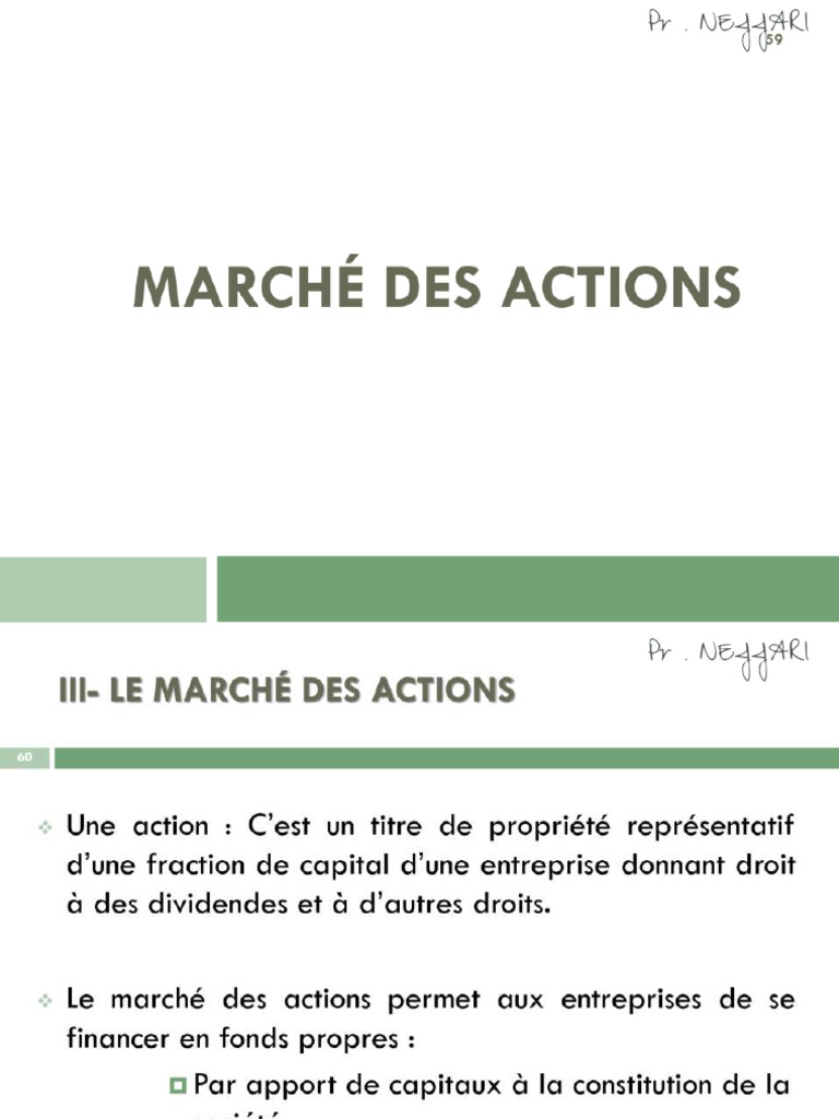 Cours - Chapitre 3 & 4 (Marchés Des Actions Et Obligations) | PDF