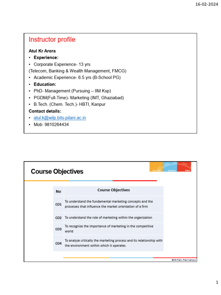 Introduction To Marketing-1 | PDF