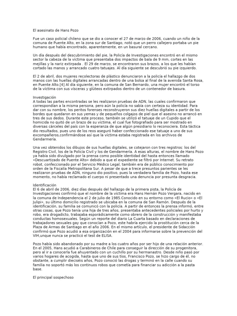 El Asesinato de Hans Pozo | PDF