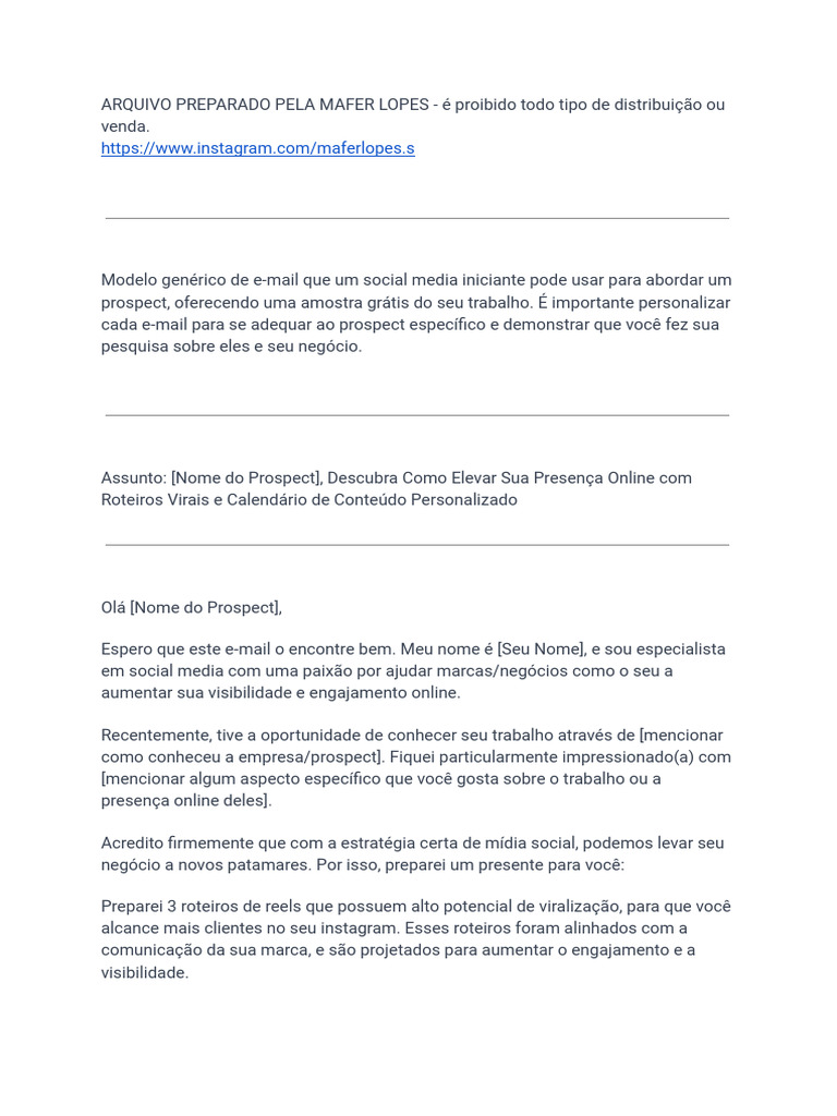 Modelo de E-mail para Social Media | PDF