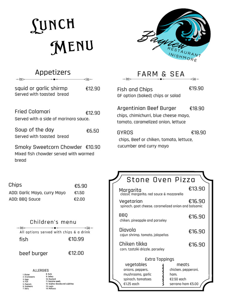 Lunch Menú Bayview | PDF