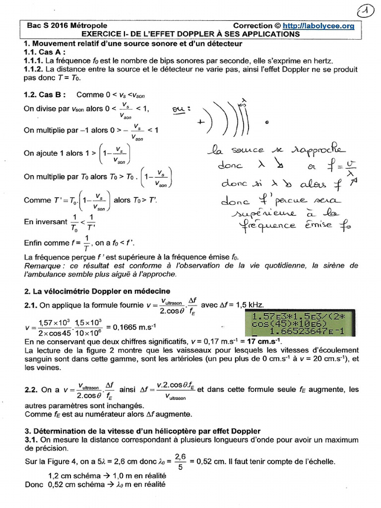 2016 Metropole Exo1 Correction Doppler 6pt | PDF