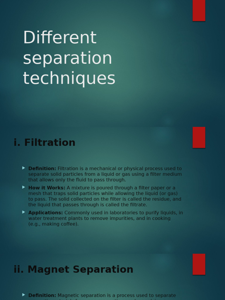 Different Separation Techniques | PDF