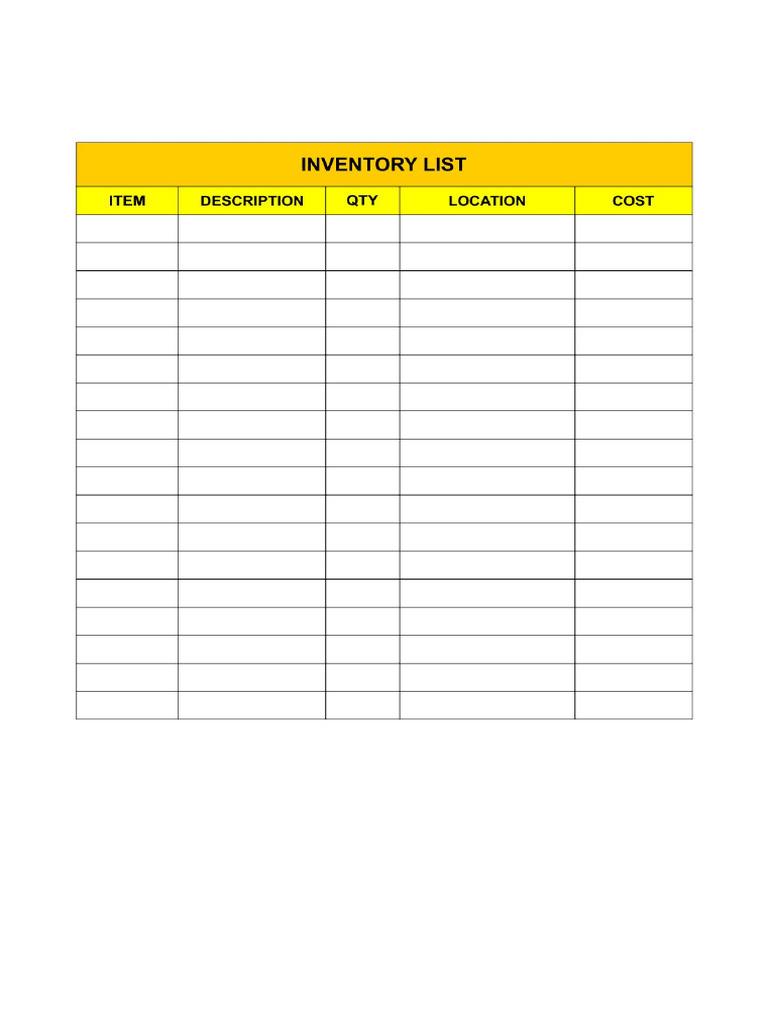 Free Printable Inventory Sheet Template 135253.Jpg | PDF