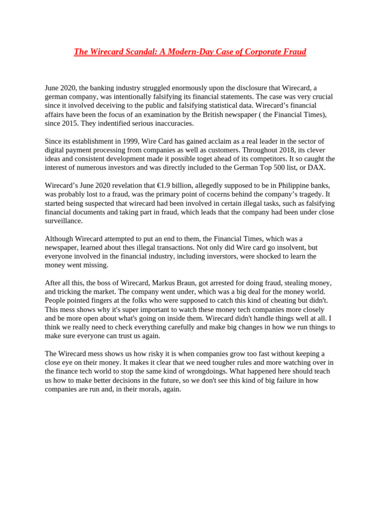 The Wirecard Scandal - Ethical Case Study | PDF