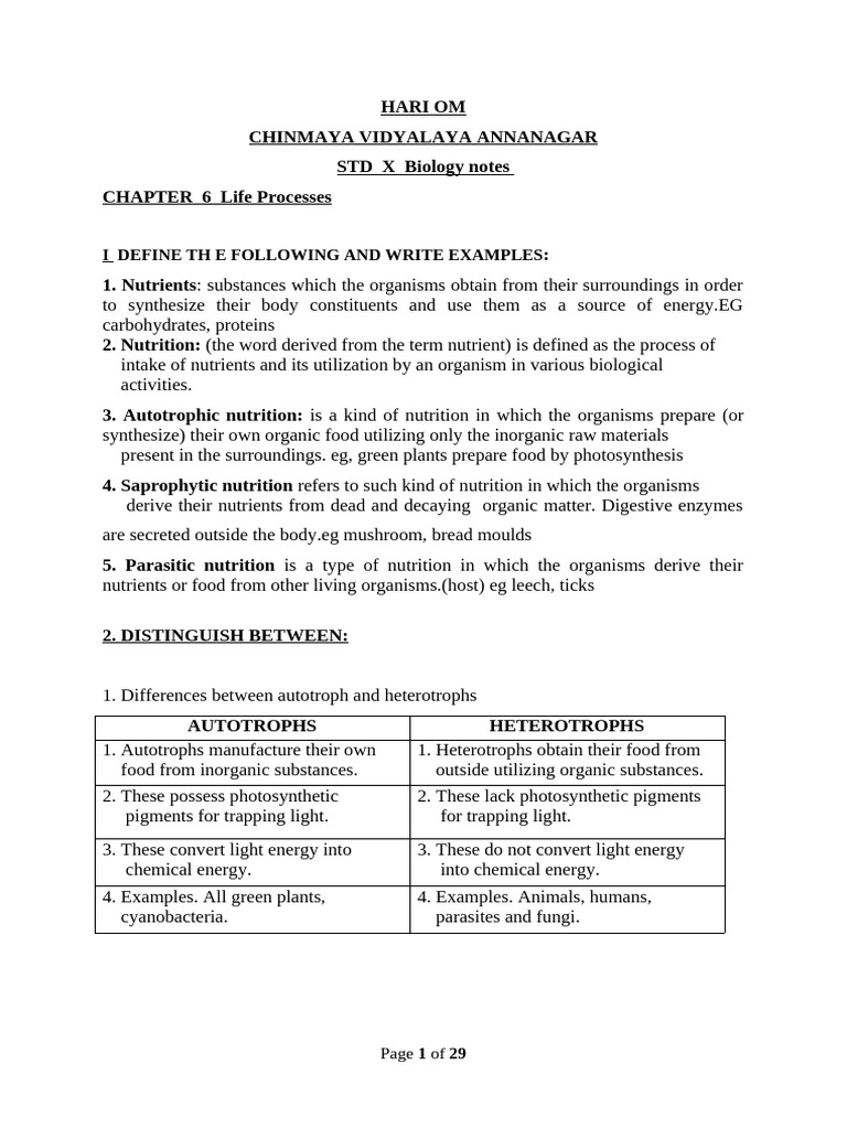 Bio Notes STD X 20-21 | PDF