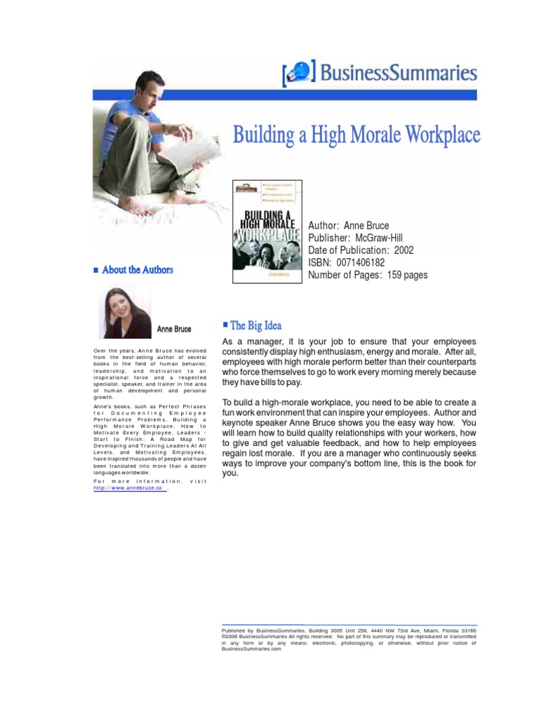 Building A High Morale Workplace | PDF | Hope | Employment