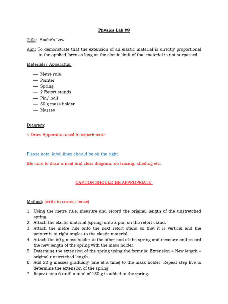 Physics Lab #9 Hooke's Law | PDF