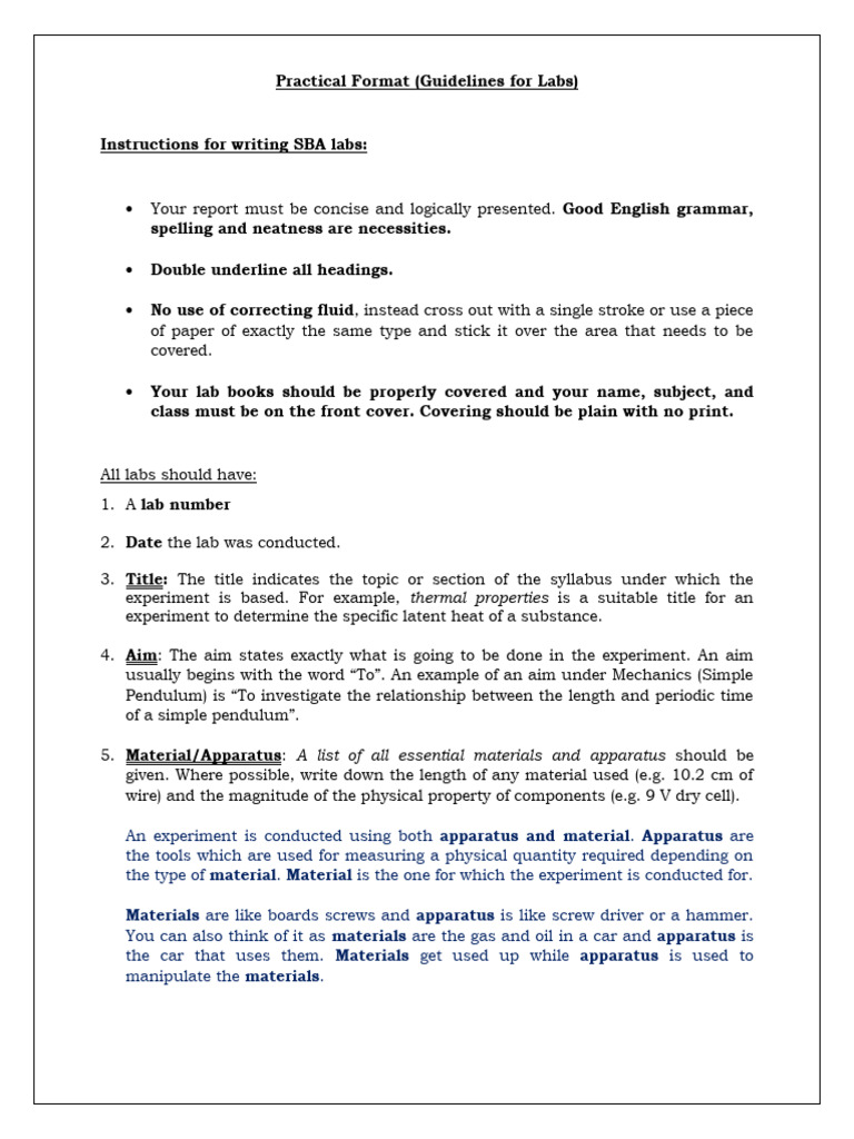 Practical Format (Guidelines for Labs) | PDF