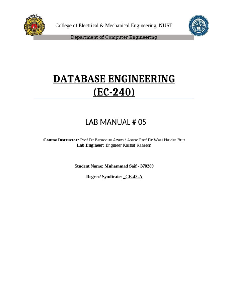 Database Lab5 | PDF
