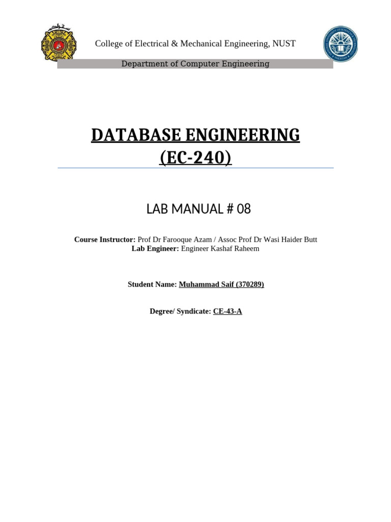 DataBase Lab8 | PDF