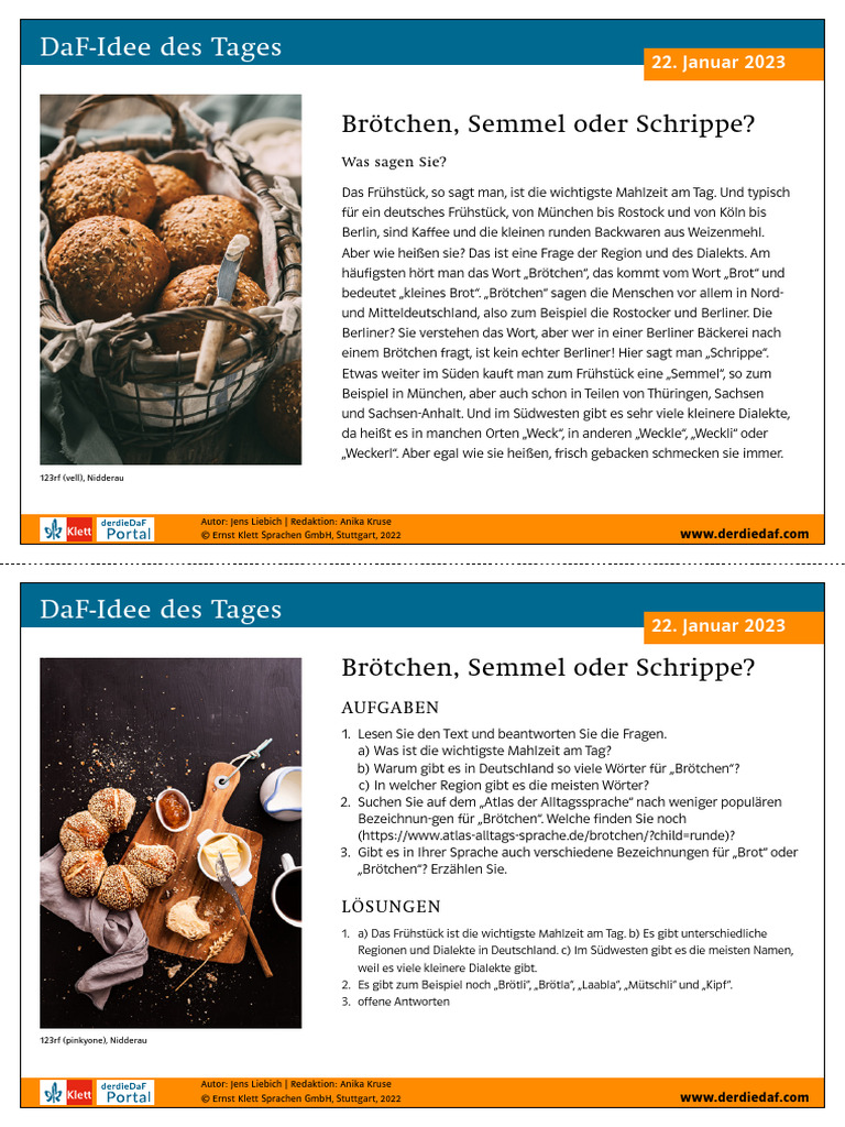 Broetchen Semmel Oder Schrippe | PDF