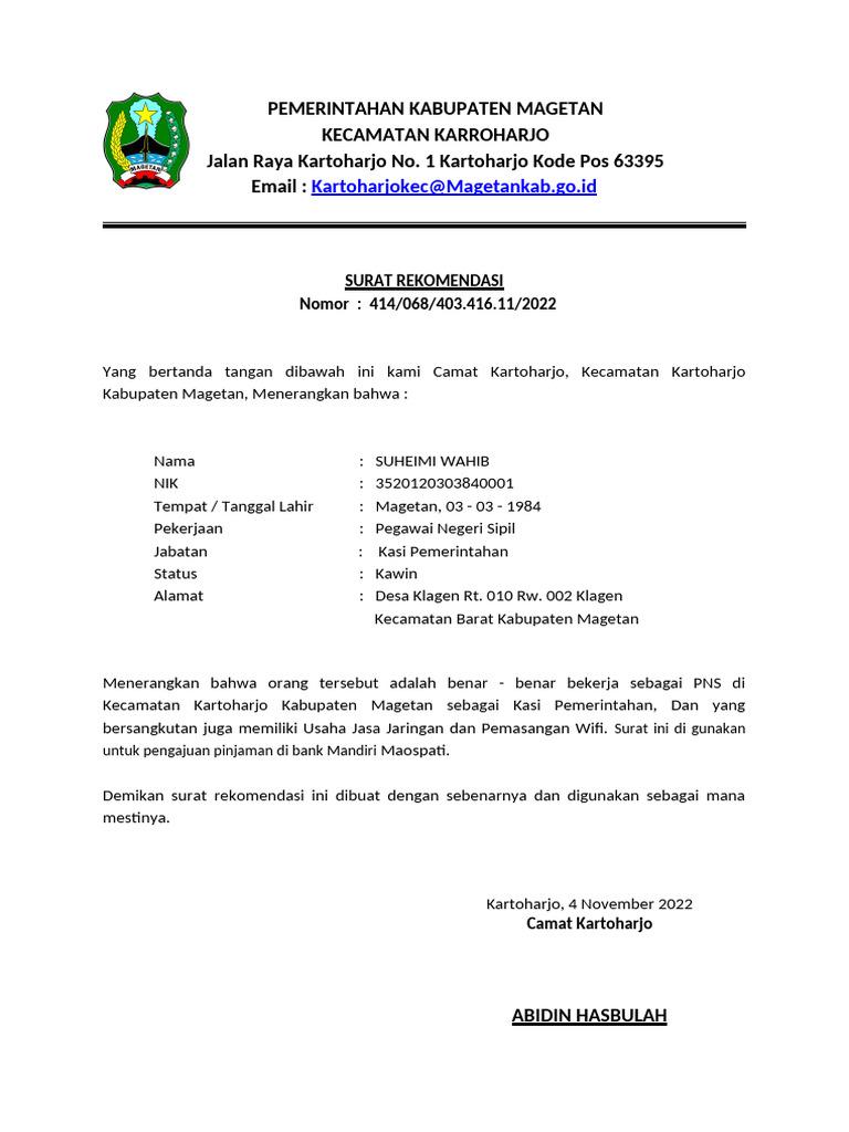 Surat Rekom Suheimi | PDF