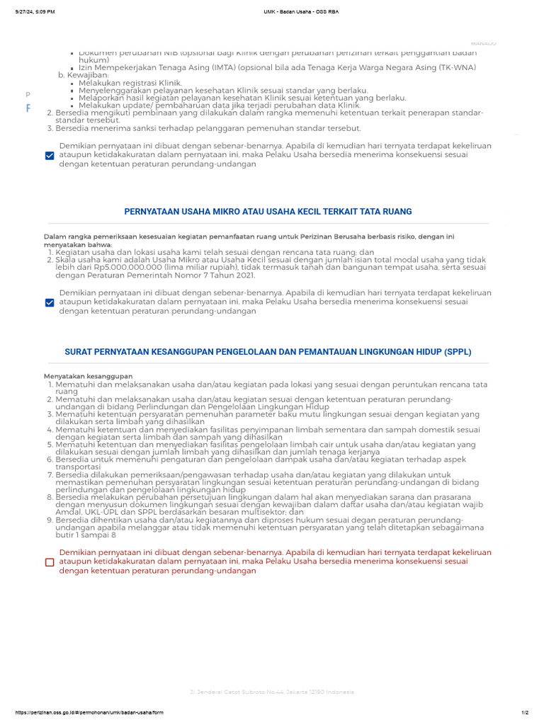 Permohonan NIB Usaha Mikro Manado | PDF