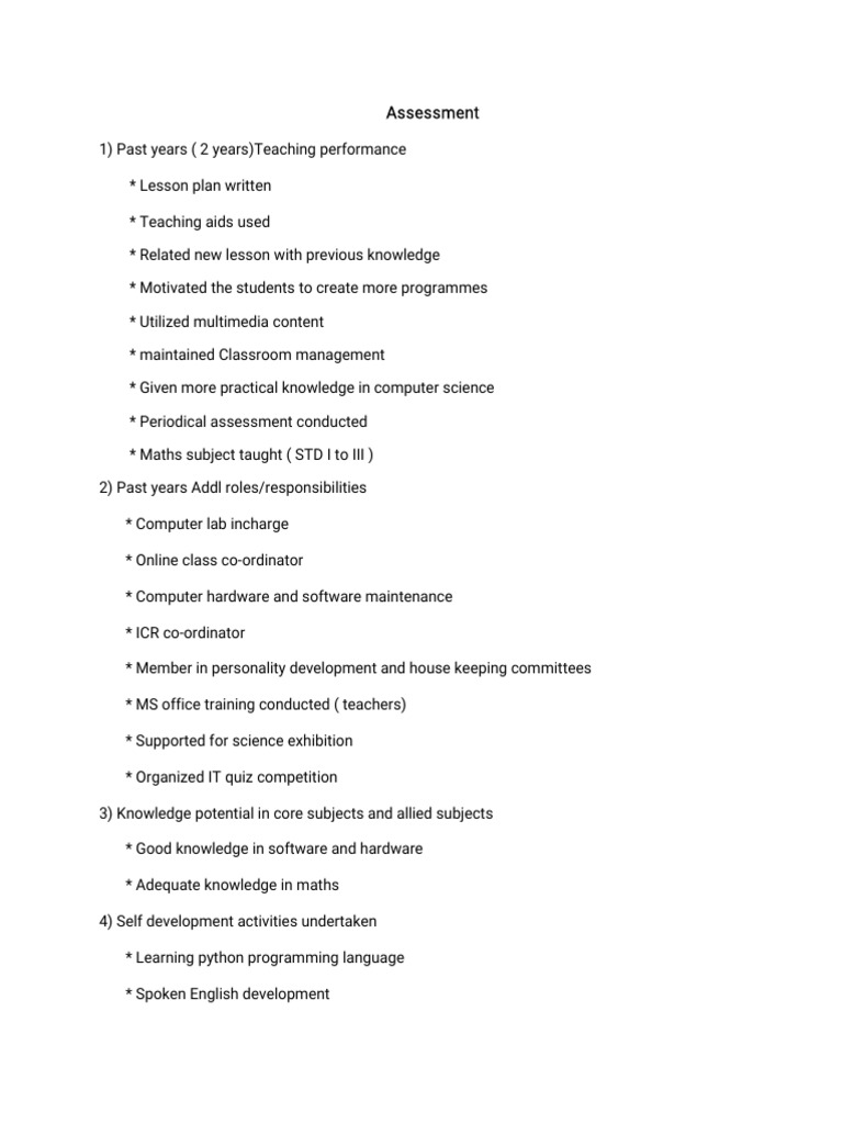 Teaching Performance and Development Assessment | PDF