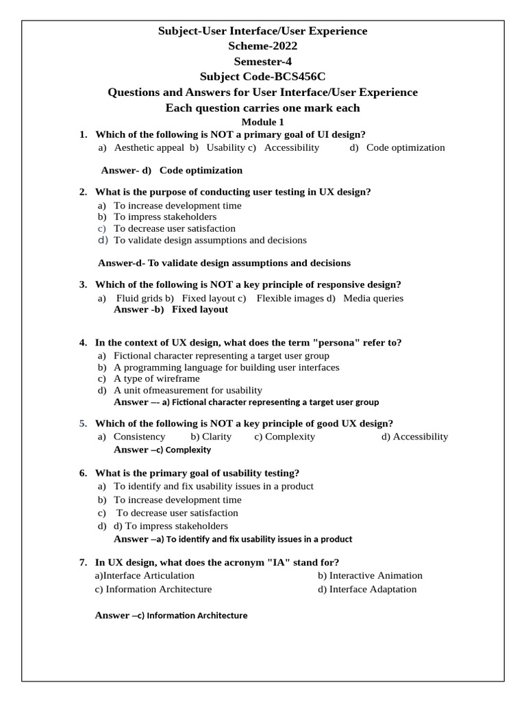 UI UX Question and Answers 2024 | PDF